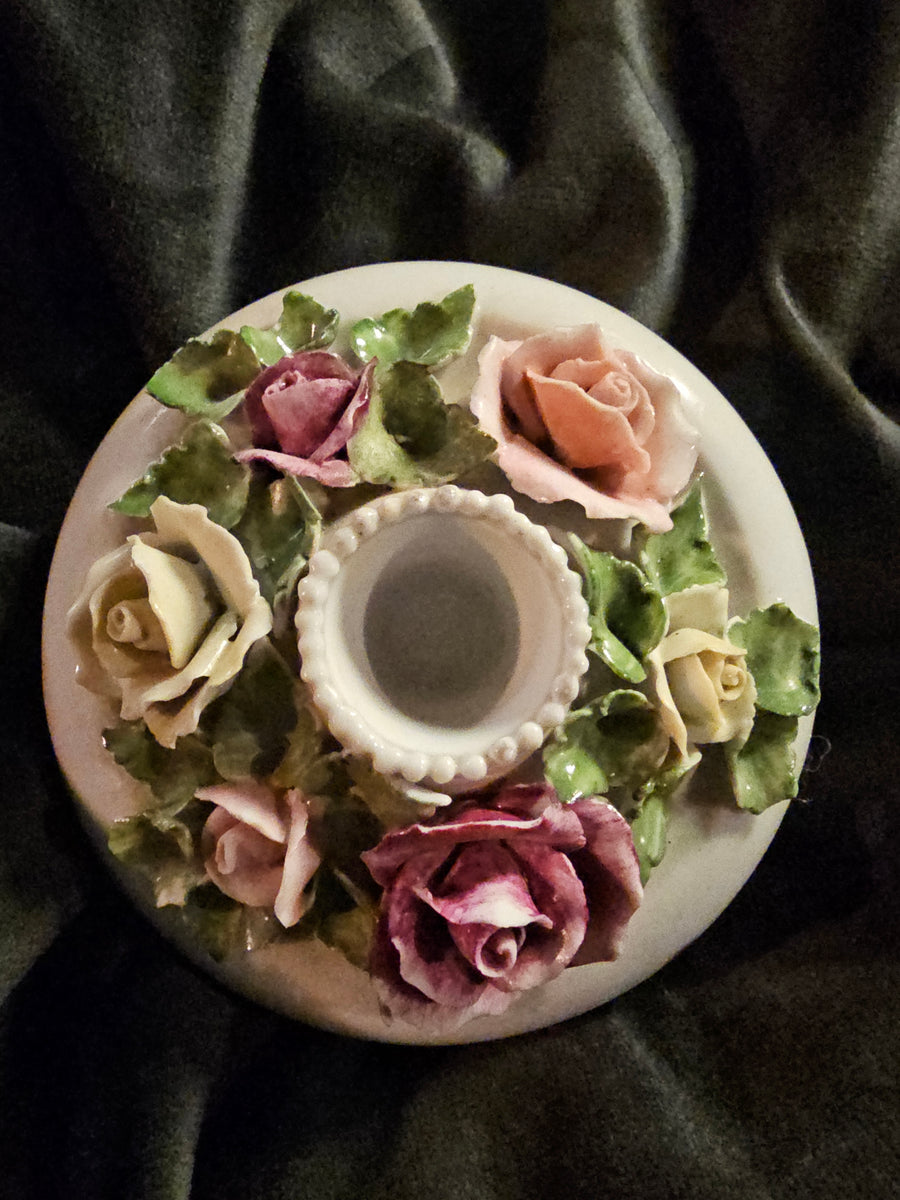 Vintage Candle Holders Apulum Lucru With Sculpted Rose Details – Tooth ...